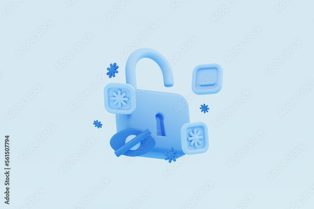 cyber security concept. password protection, lock, show password icon ...