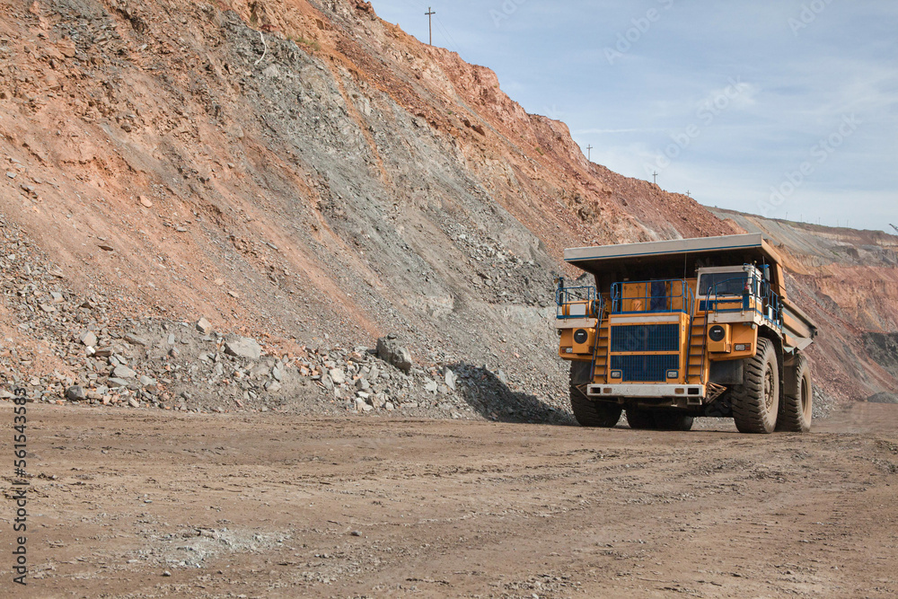 Large dump truck for removal of rock mass from the quarry for open-pit ...