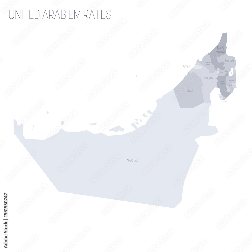United Arab Emirates political map of administrative divisions ...