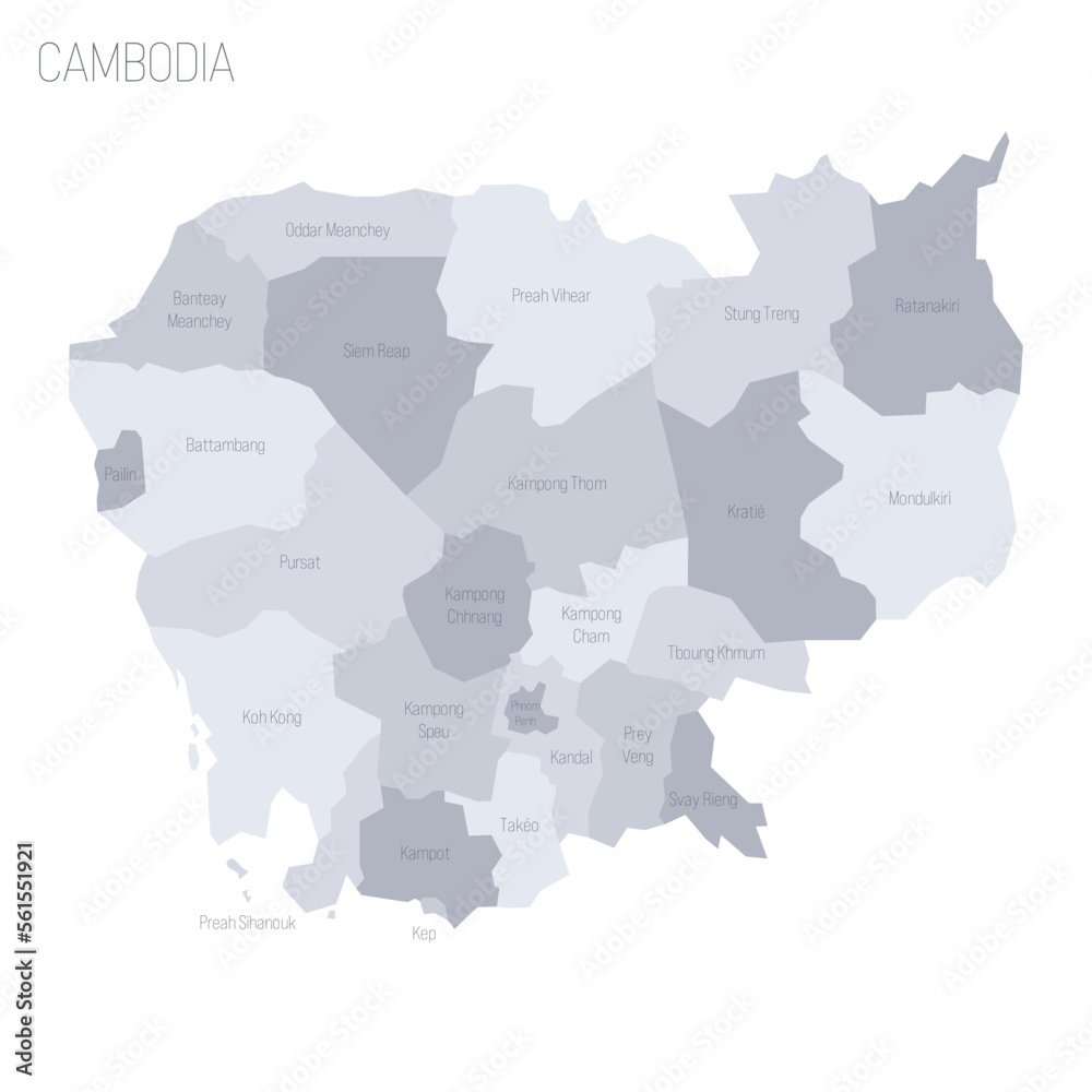 Vetor Cambodia political map of administrative divisions - provinces ...