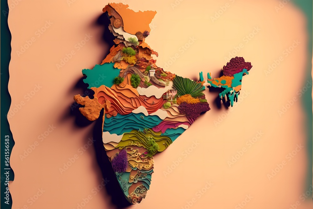 India Map shows its diversity in culture, religions, vegetation, flora ...