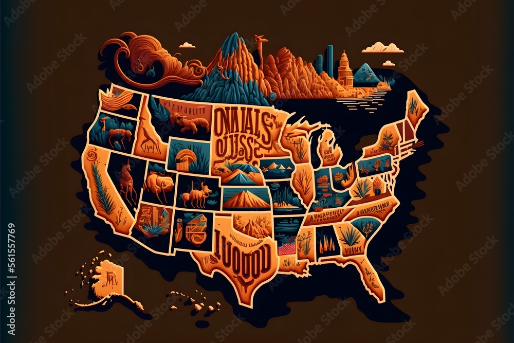 USA Map shows its diversity in culture, religions, vegetation, flora ...