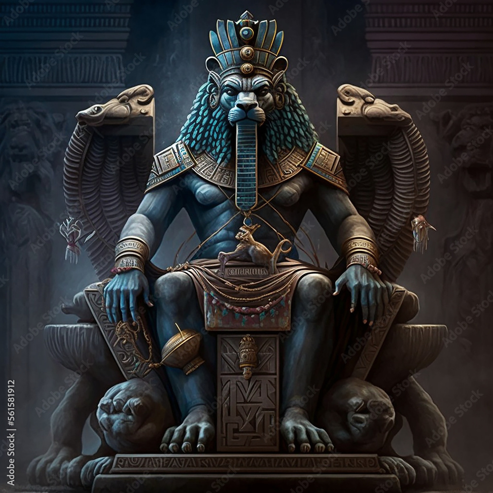 Ilustración de Stock Ancient Sumerian mythology. Enki,ancient Sumerian ...