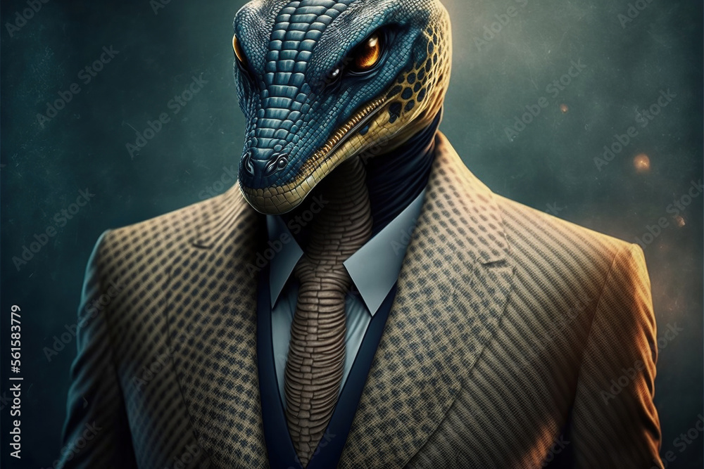 portrait of a snake dressed in a formal business suit, generative ai ...