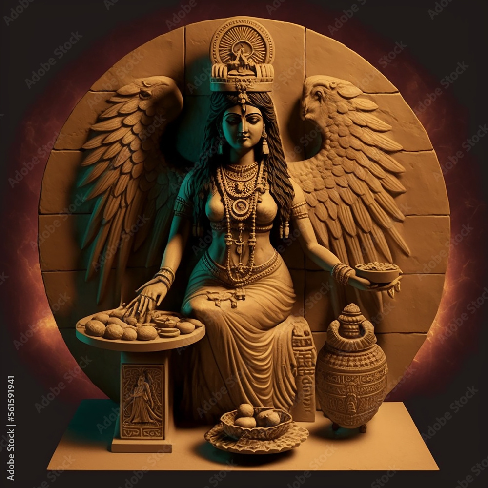 Ancient Sumerian mythology. Nanna,ancient Sumerian mythological goddess ...