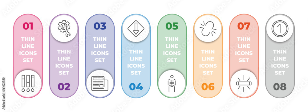 user interface collection. infographic element with outline icons and 8 ...