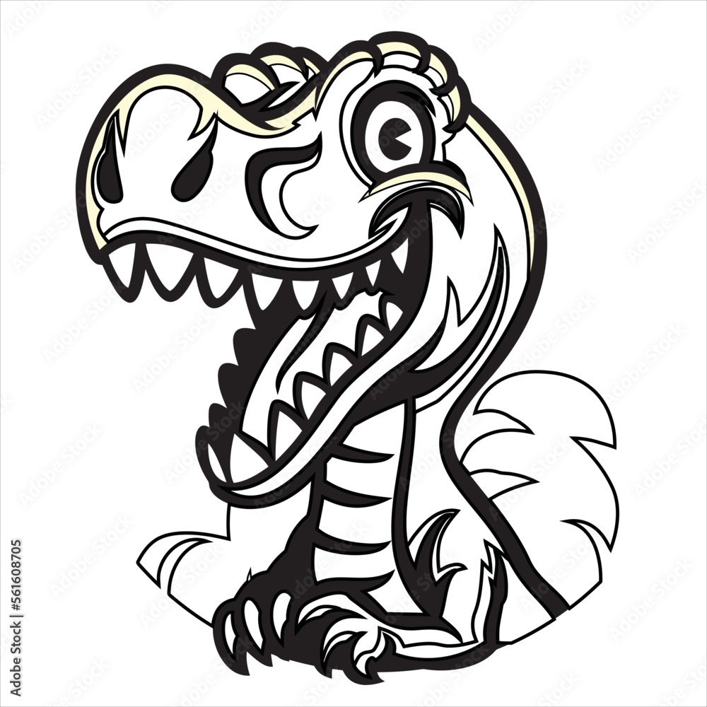 Dinosaur Coloring Page for Kids. vector drawing of cartoon dinosaur ...