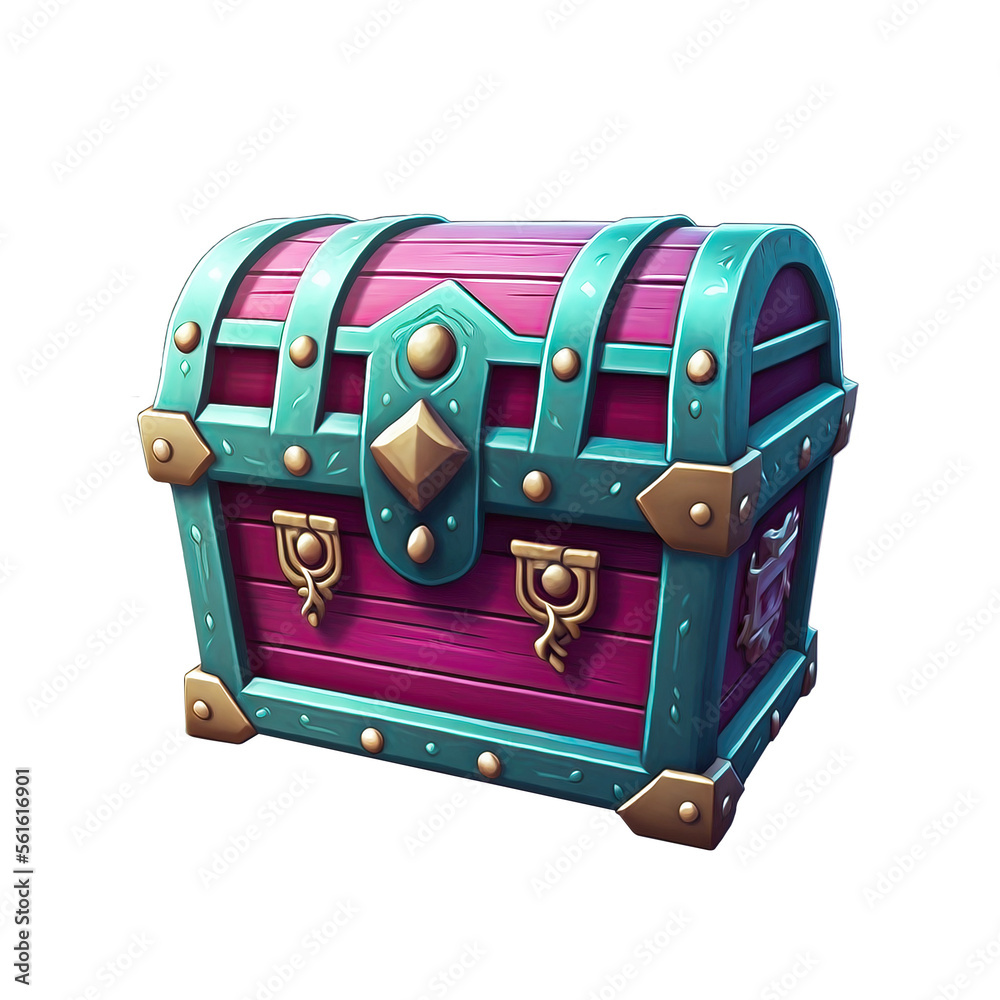 Treasure chest on transparent background. Illustration of a colorful ...