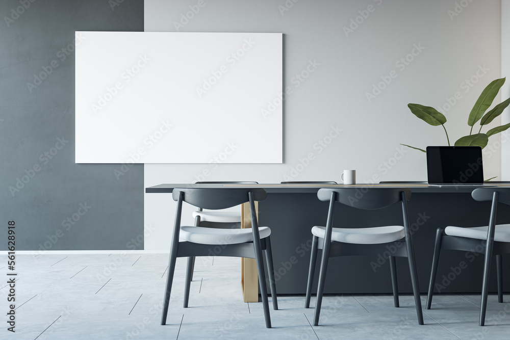 Ilustración de Stock Front view on blank white poster with space for ...