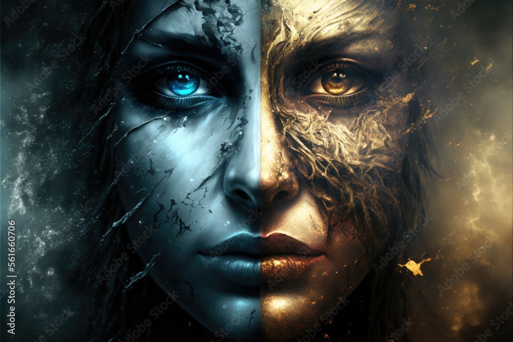 Duality In the Form of Dark and Light, AI Generated Image of a Dark and ...