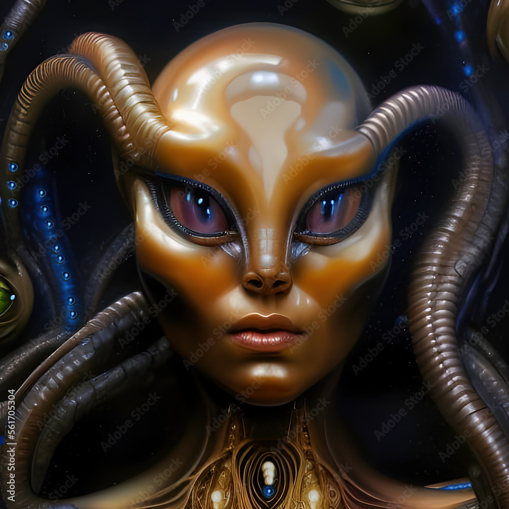 Abstract photorealistic alien portrait. An original, high quality, big size digital graphical ...