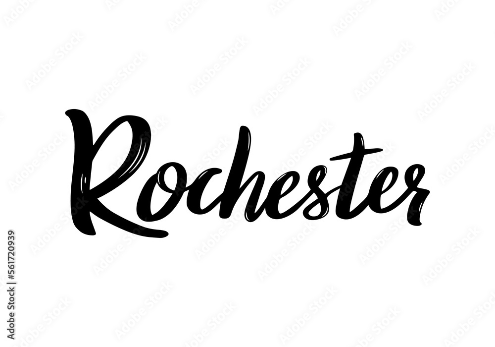 Rochester NY Lettering. Handwritten city name. Vector design template ...