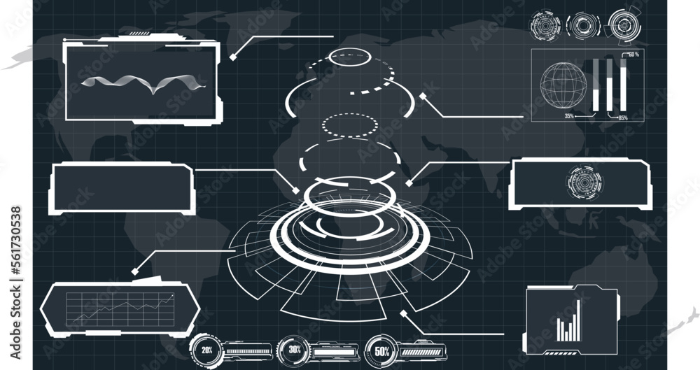 digital interface HUD elements set pack. User Interface, frame screens ...