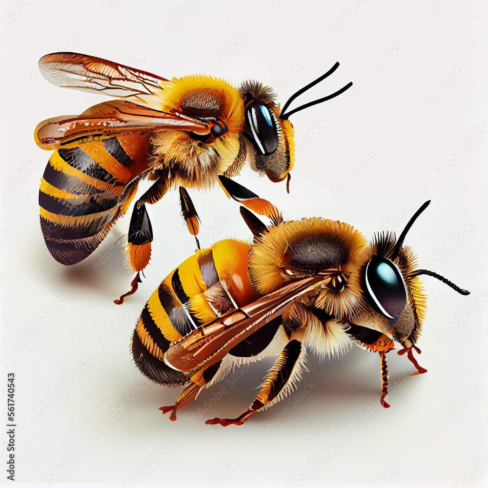 Bees (Anthophila) illustration isolated on white background. List of ...