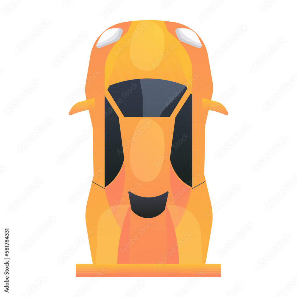 Race car top view in cartoon style transport with shadows and light ...