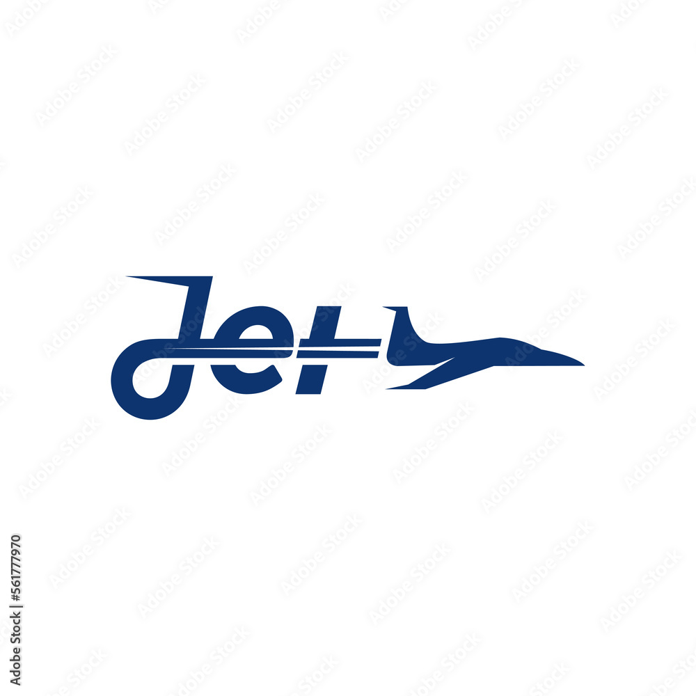Jet letter with plane icon logo design illustration. plane logo design ...