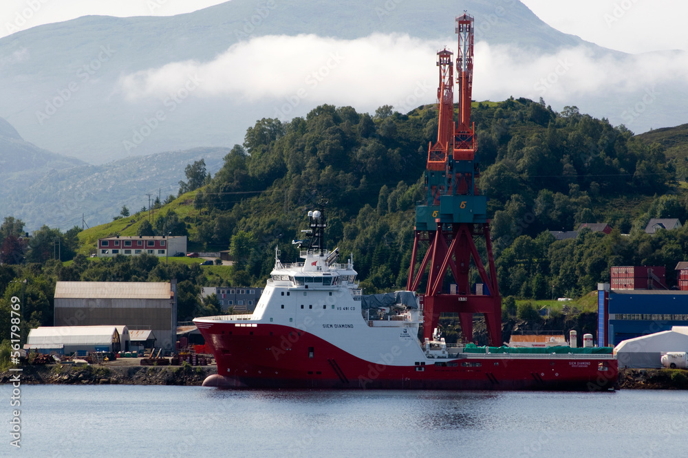 A ship being built at Ulsteinvik, Western Norway. Home of Rolls Royce ...
