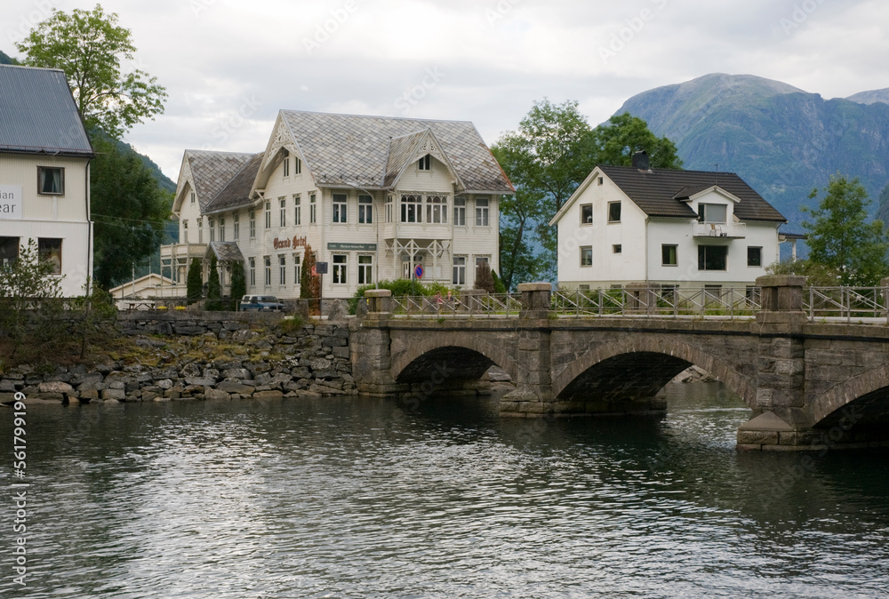 The Grand Hotel at Hellesylt, Stranda, Norway, a small ferry port ...