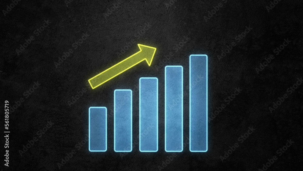 Economic crisis neon sign. Abstract graph sign in neon style. Bright ...
