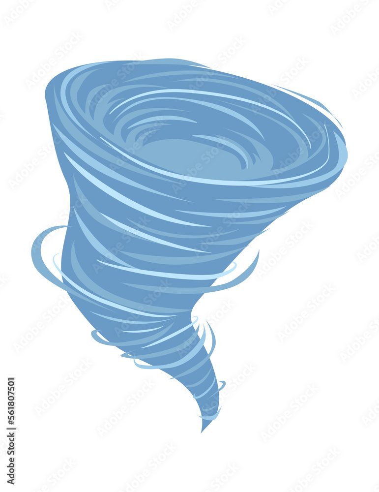 Tornado effect with blue swirl funnel and hurricane wind disaster ...