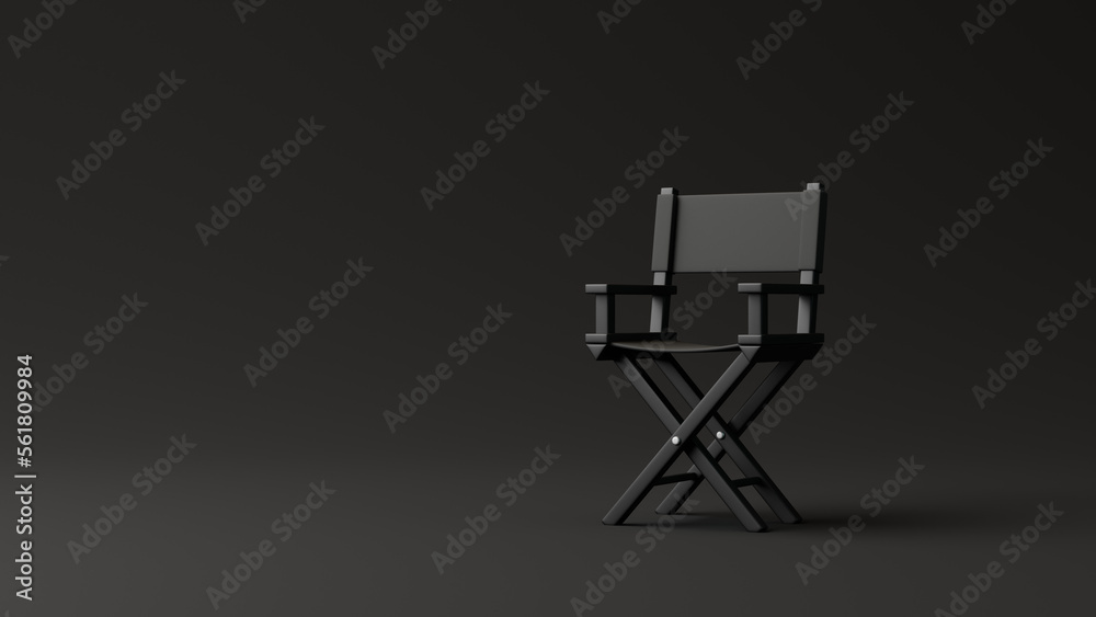Director chair on black background. Movie industry concept. Cinema ...