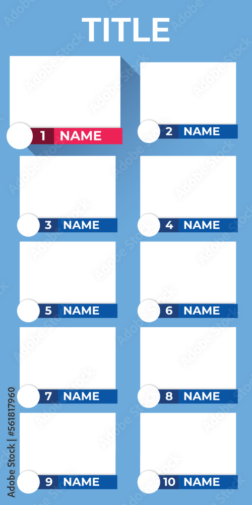 ranking list template. top chart table. Top 10 list template. vector ...