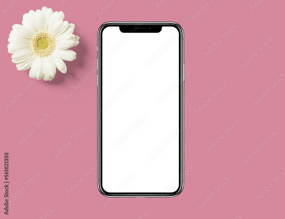 Foto de Stock Iphone png sobre fondo liso rosa. smartphone png. Móvil ...
