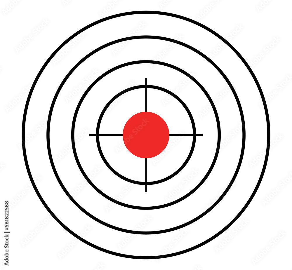 Round target with red dot in center. Circle figure with outlined ...