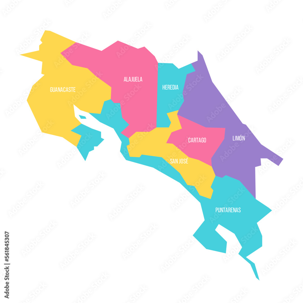 Costa Rica political map of administrative divisions - provinces ...