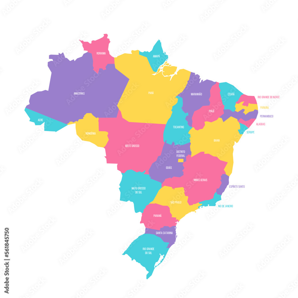 Brazil political map of administrative divisions - Federative units of ...