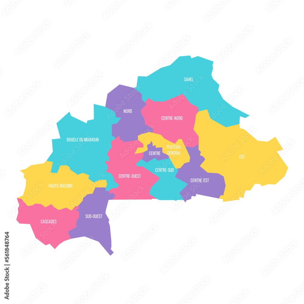 Burkina Faso political map of administrative divisions - regions ...