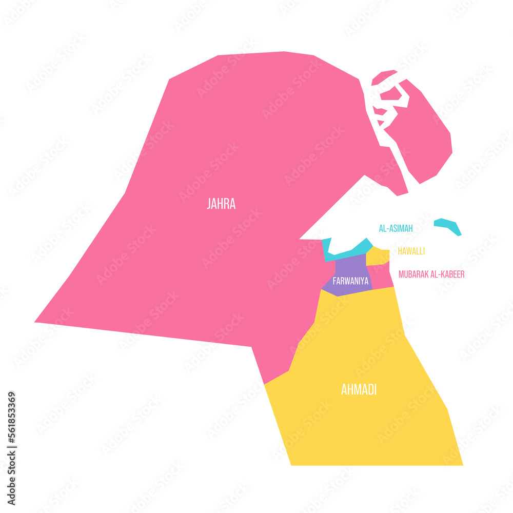 Kuwait political map of administrative divisions - governorates ...