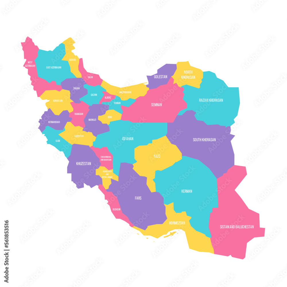 Iran political map of administrative divisions - provinces. Colorful ...