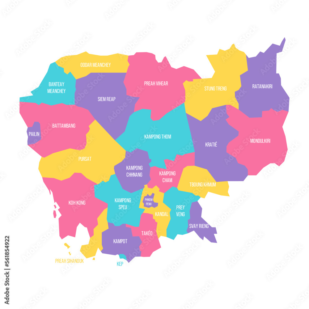 Vetor Cambodia political map of administrative divisions - provinces ...