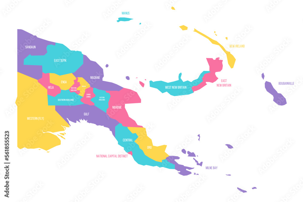 Papua New Guinea political map of administrative divisions - provinces ...
