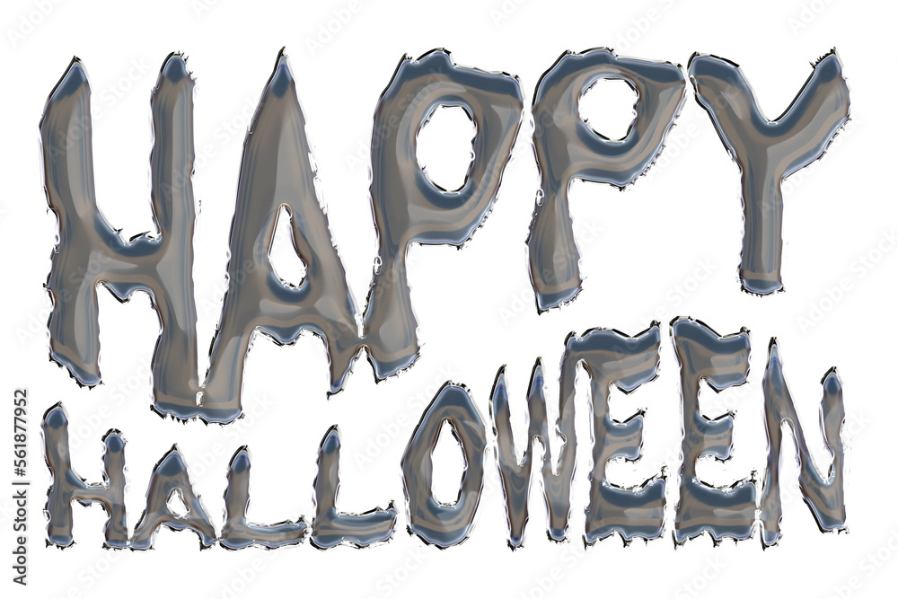 Ilustración de Stock Creepy Scary 3D Metalic Y2K Typography Happy ...