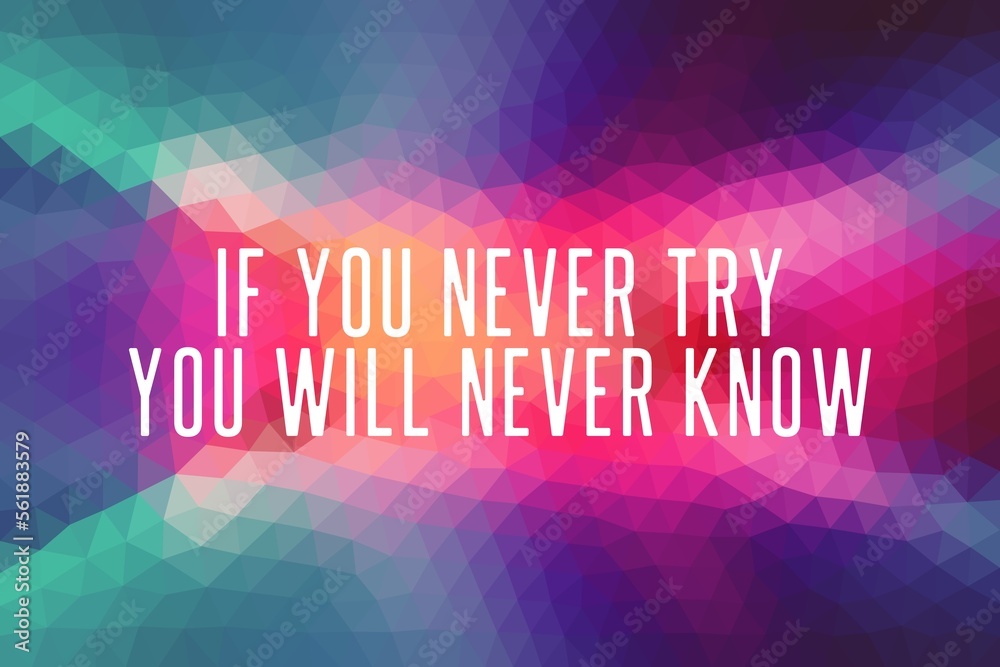 If You Never Try You Will Never Know Inspiration and motivation quotes ...