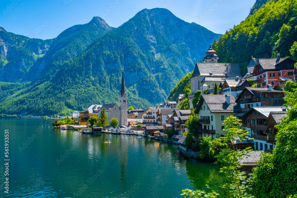 Austria, Hallstatt historical village. UNESCO world heritage site, old ...