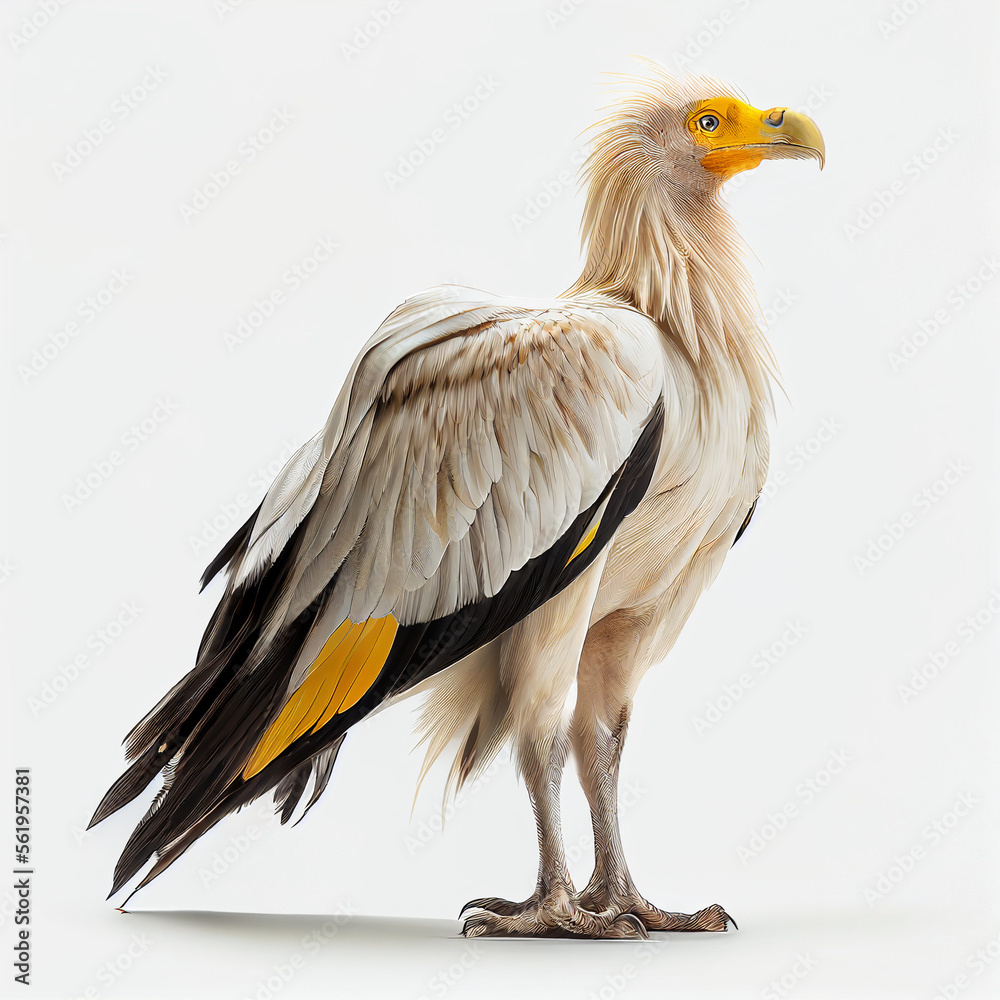 Egyptian Vulture full body image with white background ultra realistic ...