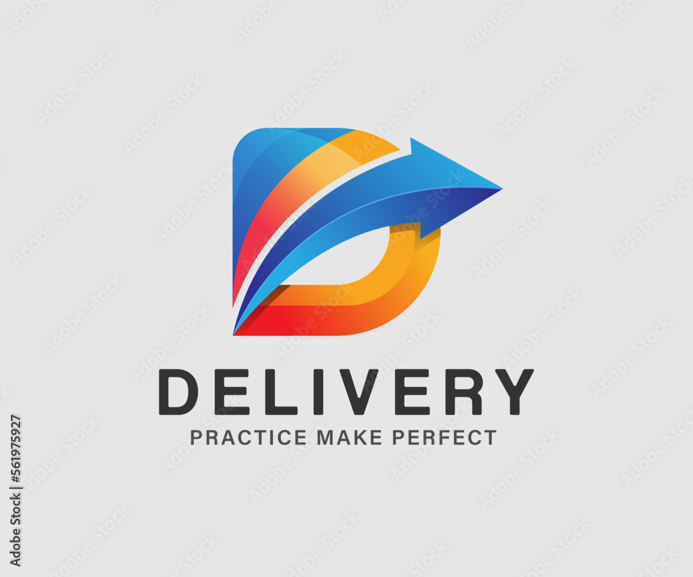 logotype letter D for delivery logo design concept illustration ...