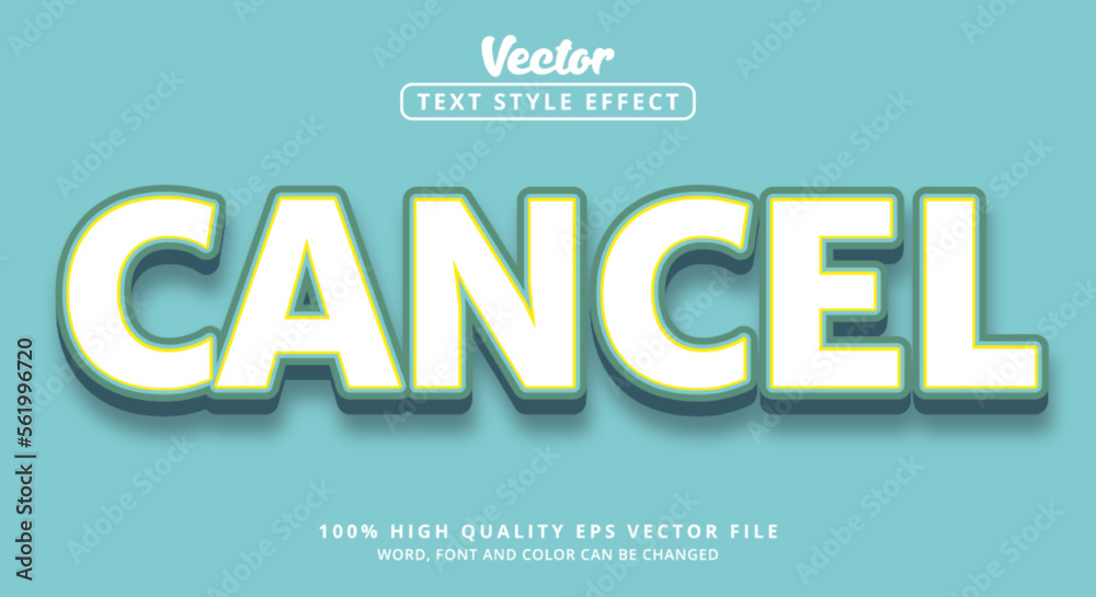 Editable text effect, Cancel text in color combination and soft style ...