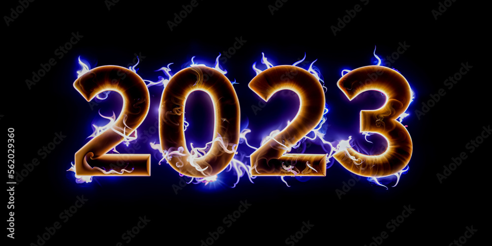 2023 year 3d text text on black, CGI 3d 4K and ai generated. Stock ...