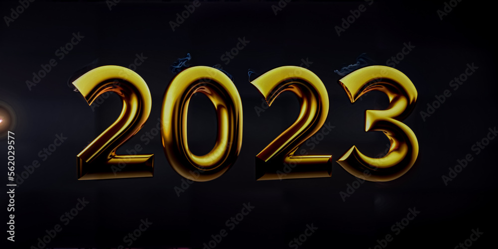 2023 year 3d text text on black, CGI 3d 4K and ai generated. Stock ...