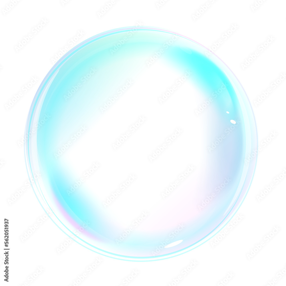 One soap bubble with transparent and opacity masks on white background ...