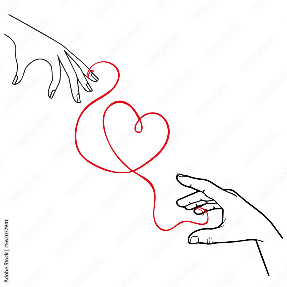 Vector de Stock Hilo Rojo, iustración inspiracional, leyenda, san ...