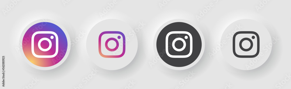 Instagram logo round icons. Neumorphism style. Stock Vector | Adobe Stock