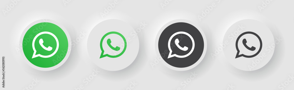 Vektor WhatsApp logo round icons. Neumorphism style. ve službě Stock ...