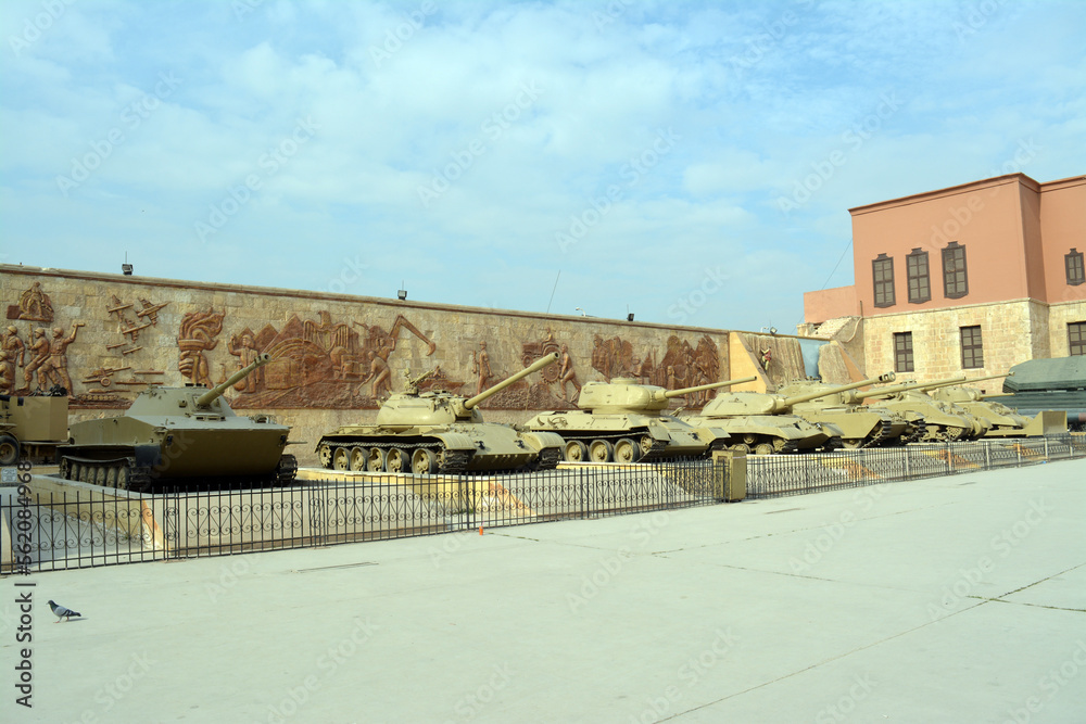 Cairo, Egypt, January 7 2023: old tanks, armored fighting vehicle used ...