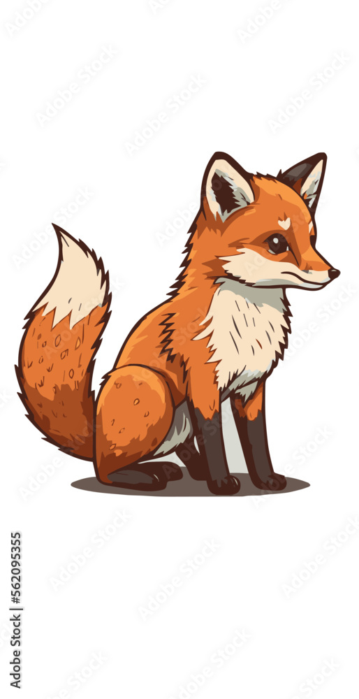 Red Fox Cartoon Vector Drawing Isolated on White Background Stock ...