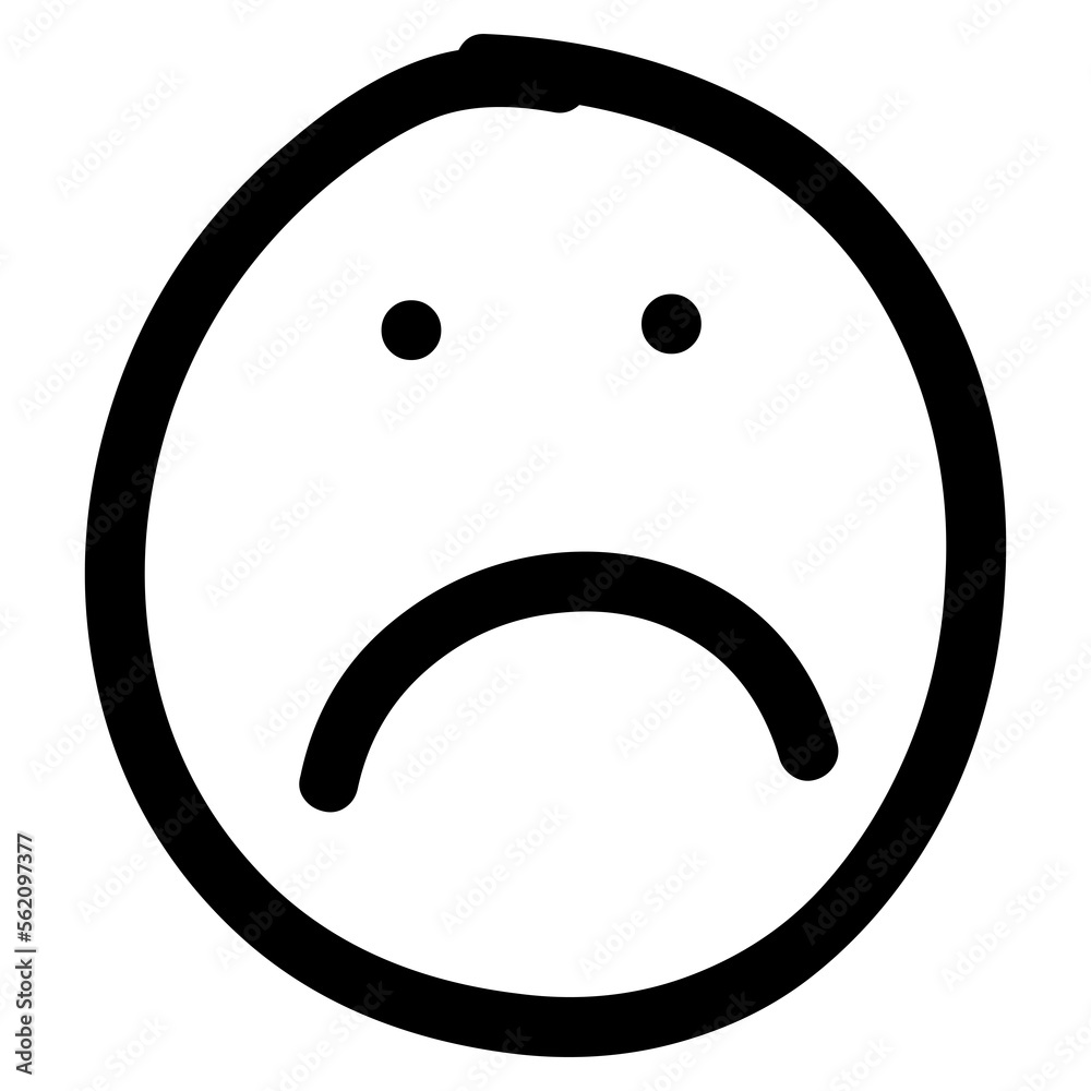 Hand drawn sad face doodle expression on Transparent Background Stock ...